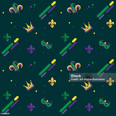 마디 그라 카니발 음악 및 댄스 페스티벌 추상 멀티 컬러 다이아몬드 기하학적 원활한 패턴 플뢰르 드 리스 꽃 할리퀸 배경 가면 뉴 올린 카니발 브라질 리오 파티 노팅힐 베네