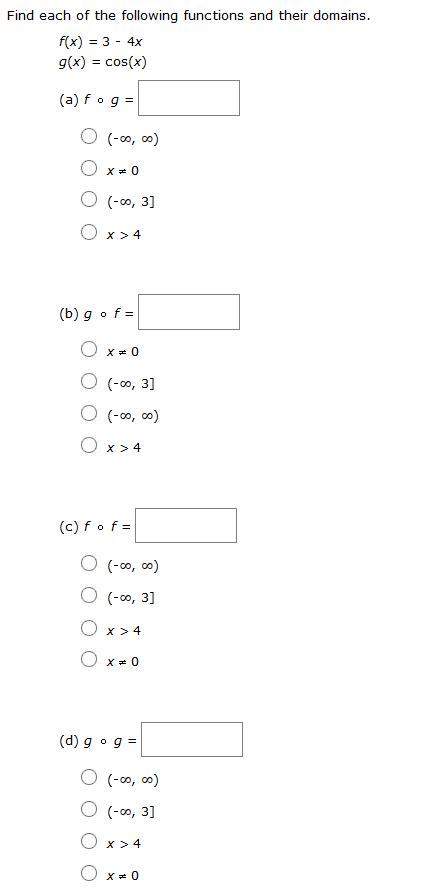 Solved Find Each Of The Following Functions And Their