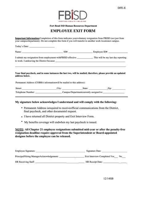 Employee Exit Form Printable Pdf Download