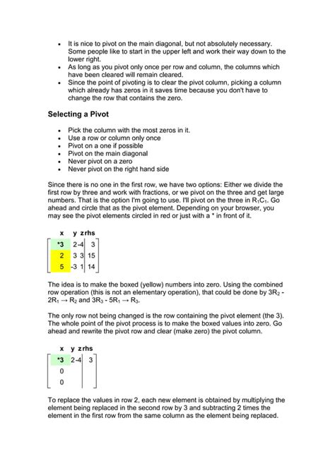 Gauss Jordan Elimination Through Pivoting Pdf
