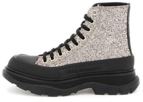 Women Alexander Mcqueen Tread Slick Boots Silver Gold Black