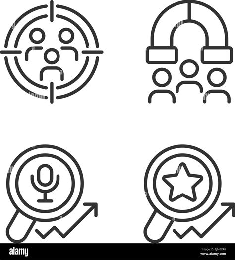 Audience Research And Analysis Pixel Perfect Linear Icons Set Stock Vector Image And Art Alamy