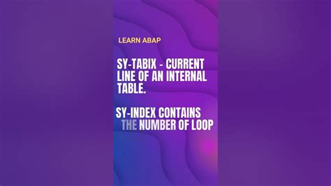 What Is Sy Index And Sy Tabix In Sap Abap Abap Sapabap Abapinterviewquestions Youtube