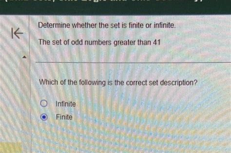 solved determine whether the set is finite or infinite the