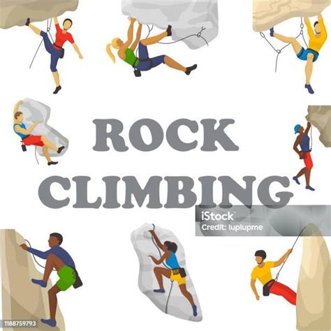 등산 벡터 그림입니다 등산객은 암벽이나 산악 절벽을 오르고 익스트림 스포츠를 하는 사람들입니다 등산자 캐릭터 세트 등산 등정에 대한 스톡 벡터 아트 및 기타 이미지 Istock