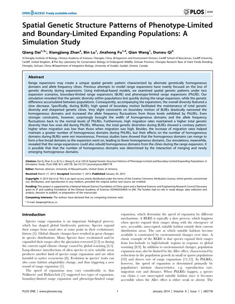 Pdf Spatial Genetic Structure Patterns Of Phenotype Limited And Boundary Limited Expanding