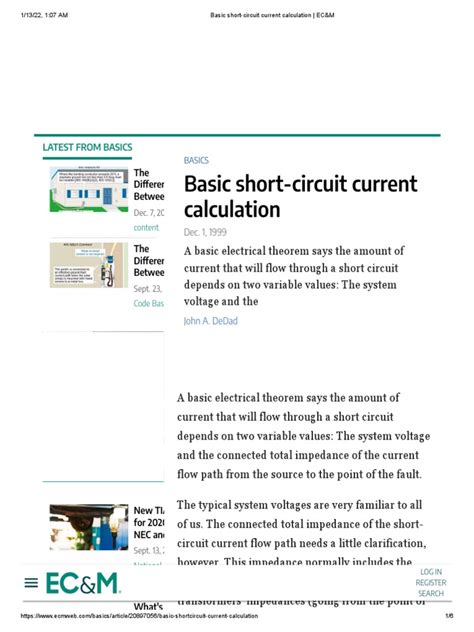 Basic Short Circuit Current Calculation Ecandm Pdf Transformer
