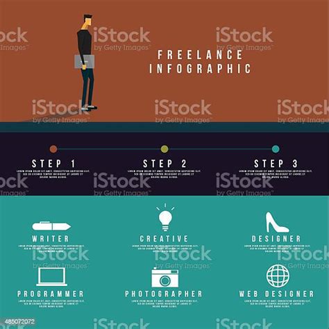 프리랜서 인포그래픽 컨셉입니다 디자인식 그래프에 대한 스톡 벡터 아트 및 기타 이미지 그래프 기업 재무와 산업 노트북