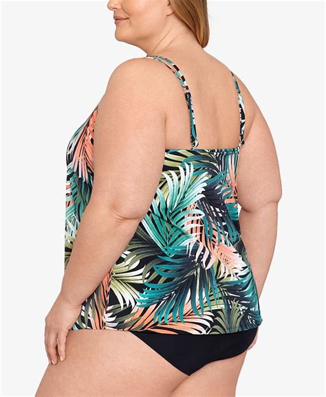Swim Solutions Plus Size Tummy Control Handkerchief One Piece Fauxkini