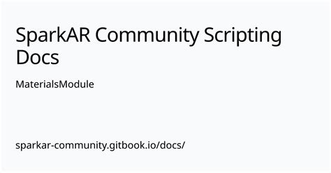 Materialsmodule Sparkar Community Scripting Docs