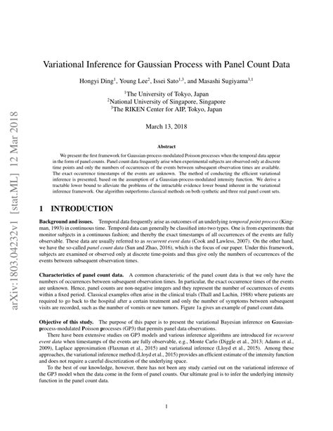 Pdf Variational Inference For Gaussian Process With Panel Count Data