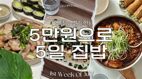 일주일 5만원 식비절약 집밥 요리 7월1주차 집밥 브이로그 식비절약 브이로그 Youtube