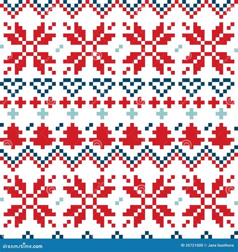 Christmas Nordic Seamless Pattern Blue And Red Stock Vector Image 35721000