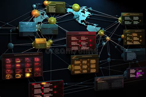 Screen With Network Topology And Threats Cyber Security Data Protection Business Technology