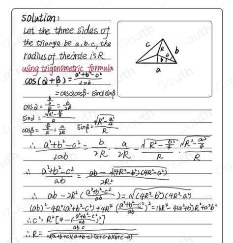 Solved 0 Show That For Any Triangle Abc The Radius R Of Its Circumscribed Circle Is R Abc S