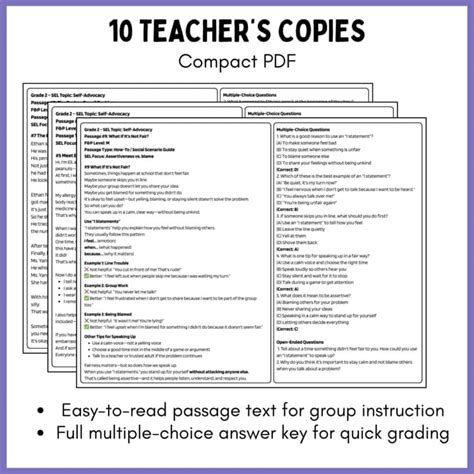 2nd Grade Sel Self Advocacy Reading Comprehension Passages And Questions Skill