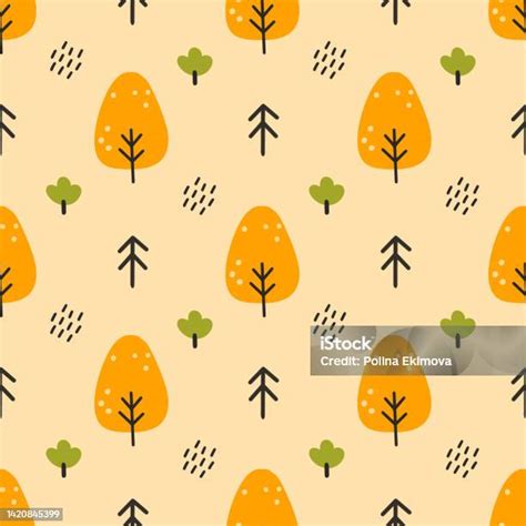 가을 숲 옷을 바느질하고 직물에 인쇄하기위한 완벽한 패턴 나무 가문비 나무와 자작 나무 벡터 일러스트레이션 0명에 대한 스톡 벡터 아트 및 기타 이미지 Istock