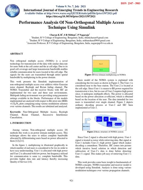 Performance Analysis Of Non Orthogonal Multiple Access Technique Using