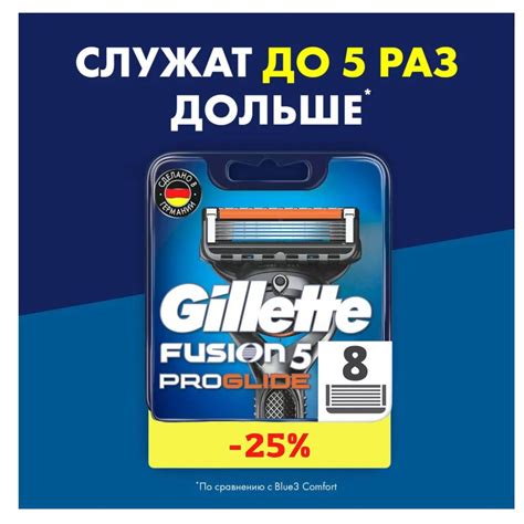 Сменные кассеты Gillette Fusion ProGlide Для Мужской Бритвы, 8 шт., с 5 ...