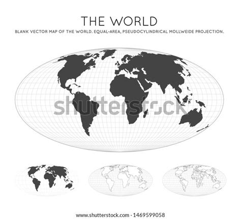 Map World Equalarea Pseudocylindrical Mollweide Projection Stock Vector Royalty Free
