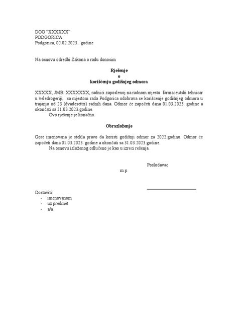 Godisnji Odmor Pdf