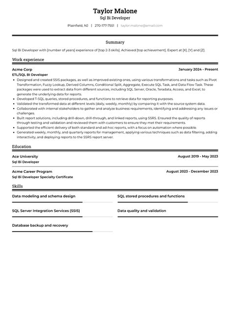 10 Sql Bi Developer Resume Examples That Work 10 Sql Bi Developer Resume Examples That Work
