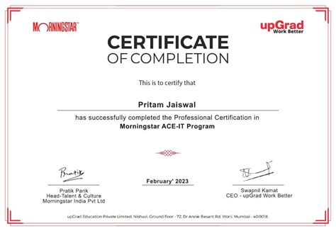 Pritam Jaiswal On Linkedin Training Morningstar Opportunity