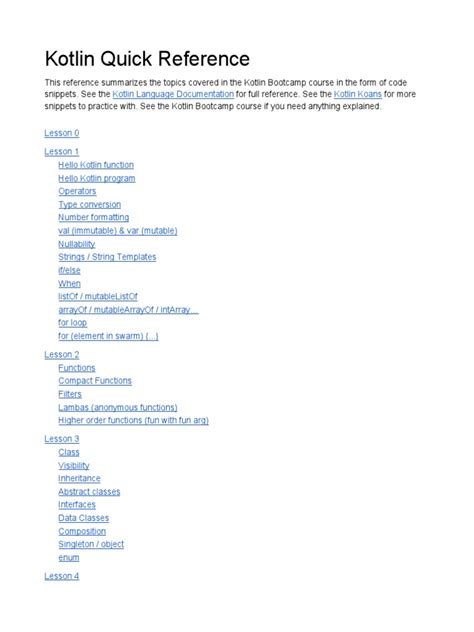 Kotlin Quick Reference Sheet Pdf Models Of Computation Areas Of