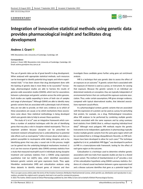 Pdf Integration Of Innovative Statistical Methods Using Genetic Data
