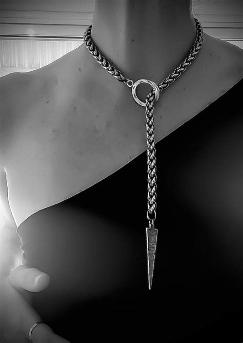 Collar Necklace Silver Choker Silver Tie Necklace Silver Chain Drop
