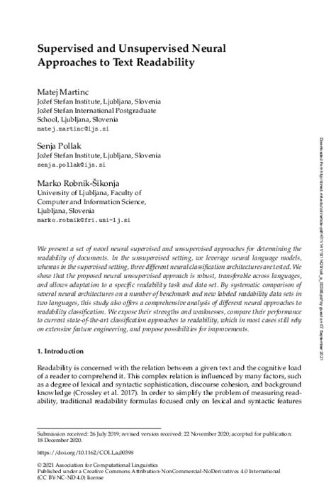 Pdf Supervised And Unsupervised Neural Approaches To Text Readability