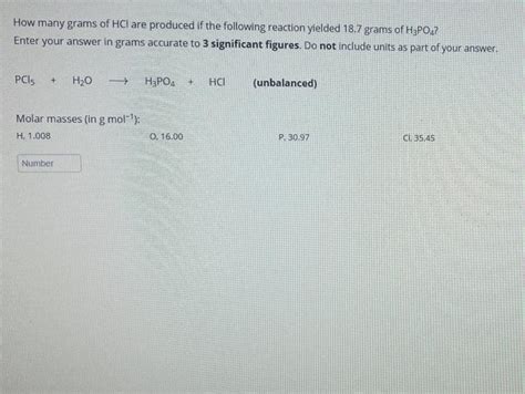 Solved How Many Grams Of HCl Are Produced If The Following Chegg Com