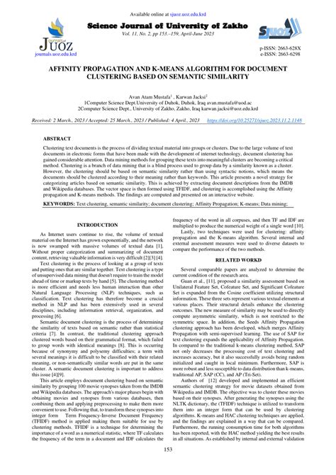 PDF AFFINITY PROPAGATION AND K MEANS ALGORITHM FOR DOCUMENT