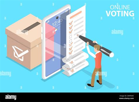 3d Isometric Flat Vector Concept Of Online Voting Mobile App E Voting