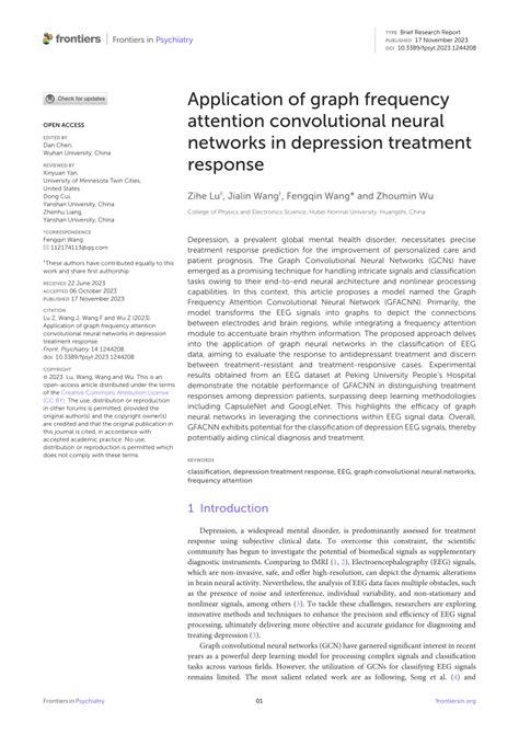 Pdf Application Of Graph Frequency Attention Convolutional Neural Networks In Depression