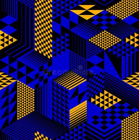 Geometric 3d Seamless Pattern With Cubes Rhombus And Triangles Boxes Blocks Vector Background