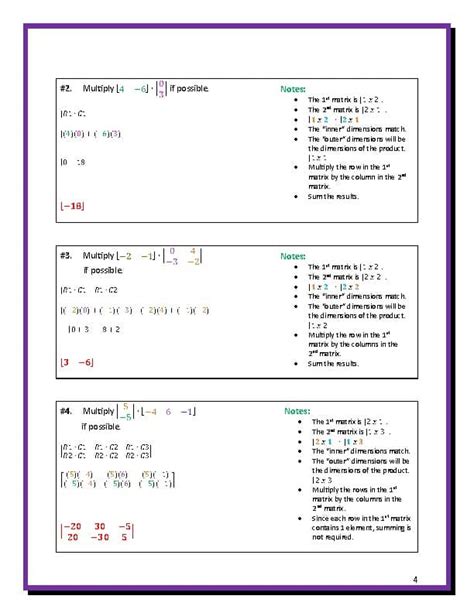 Multiply Matrices Notes Examples Handout Hw And Assessments Tpt
