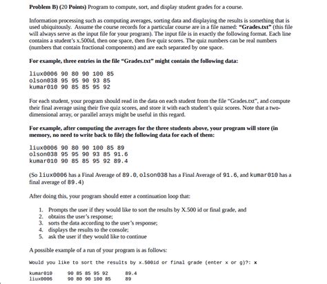 Solved C Problem Program To Compute Sort And Display