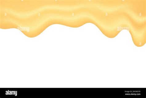 Flowing Melted Cheese Isolated On White Background Borders Of A Vector