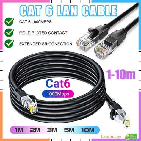 【ready Stock】1m2m3m5m10m 1000mbps Cat6 Lan Cable Rj45 Cable Network