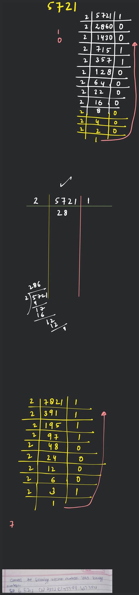 Converd The Following Secimal Numbers Into Binary Numbers Filo