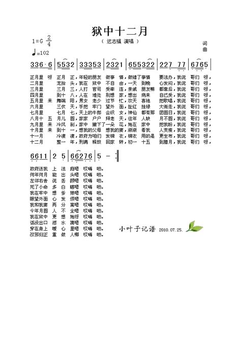 迟志强【狱中十二月】歌曲曲谱歌谱简谱下载【风雅颂歌谱网】动态伴奏演唱演奏视唱简谱歌谱曲谱高质量图片pdf下载网