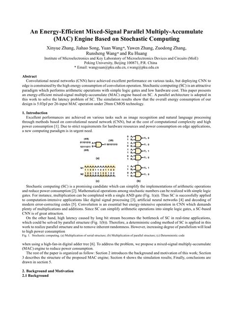 Pdf An Energy Efficient Mixed Signal Parallel Multiply Accumulate