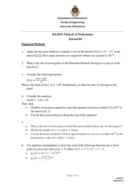 Tutorial 4 Pdf Function Mathematics Equations