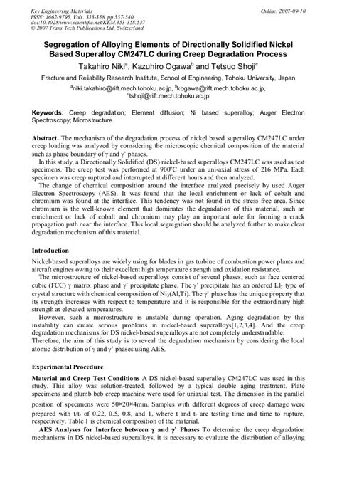 Segregation Of Alloying Elements Of Directionally Solidified Nickel Based Superalloy Cm247lc