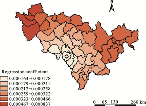 Spatial Distribution Of Regression Coefficient Of Urban Population