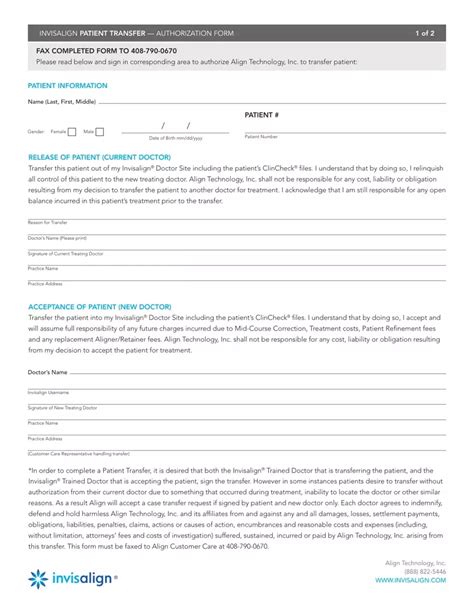 Invisalign Patient Transfer Pdf Form Formspal