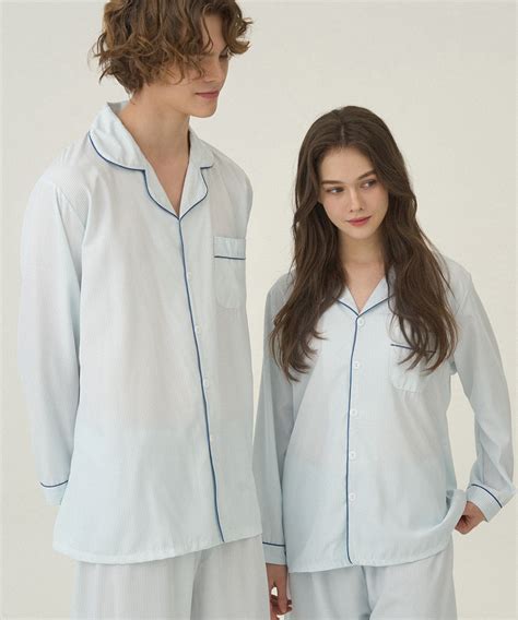 도씨 실크핏 클린 긴팔 커플 잠옷 세트