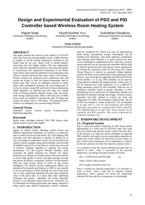 pdf design and experimental evaluation of pso and pid controller