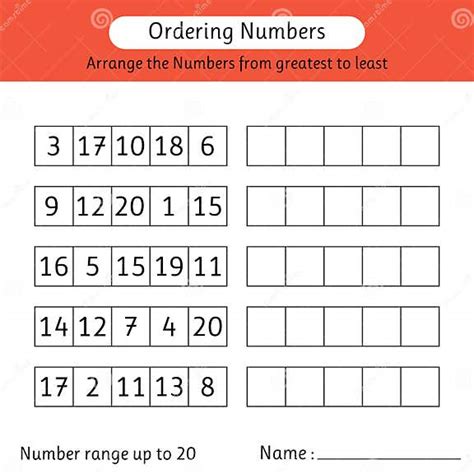 Ordering Numbers Worksheet Arrange The Numbers From Greatest To Least Number Range Up To 20